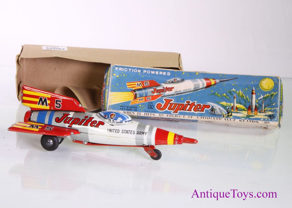 Masuya Tin Lithographed Friction Jupiter Army Tin Rocket M5 in Box for ...