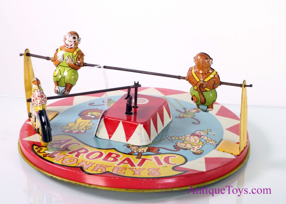Wyandotte Tin Windup Acrobatic Monkeys *SOLD* – AntiqueToys.com ...