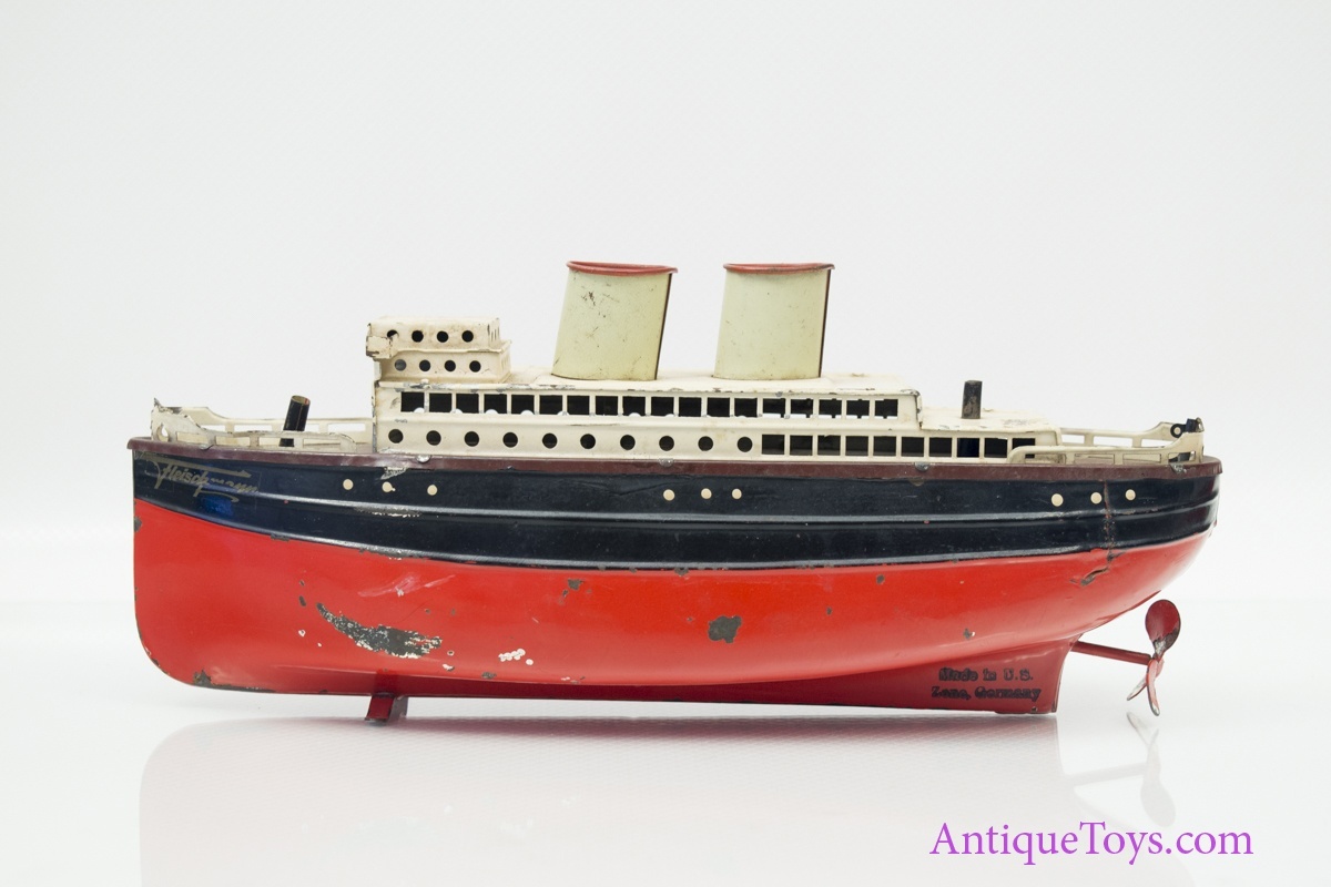 Post-War Fleischmann Ocean Liner Tin Wind Up *SOLD* - AntiqueToys.com ...