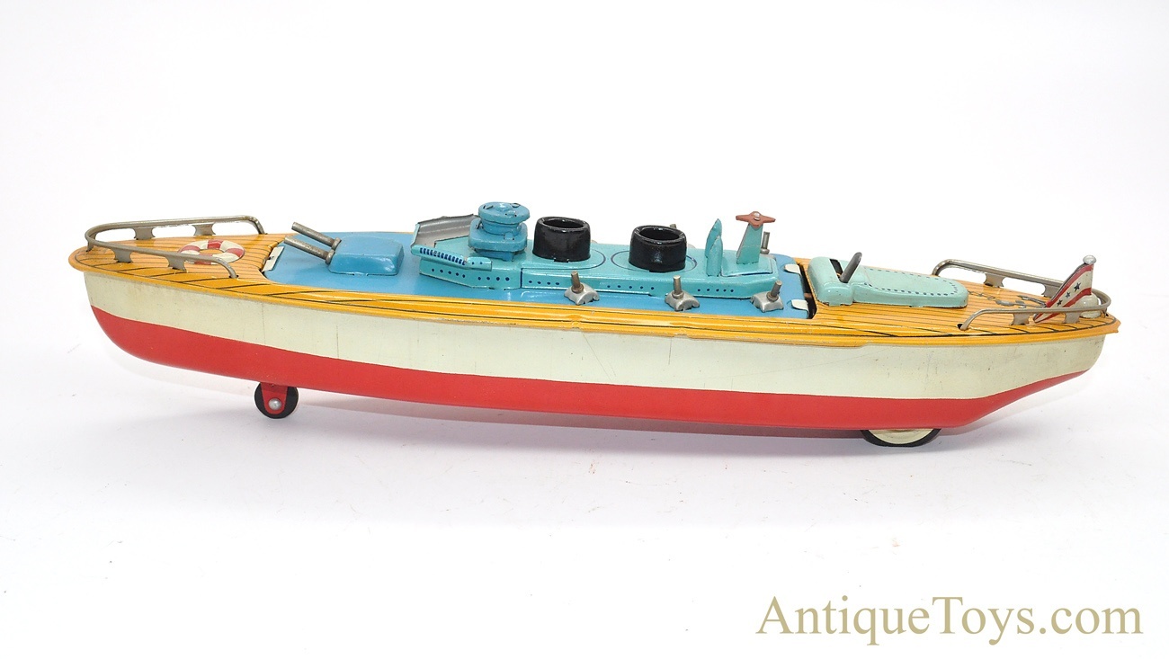 Vintage Rare Miyazawa MSK Tin Lithographed Friction Steamship Warship ...