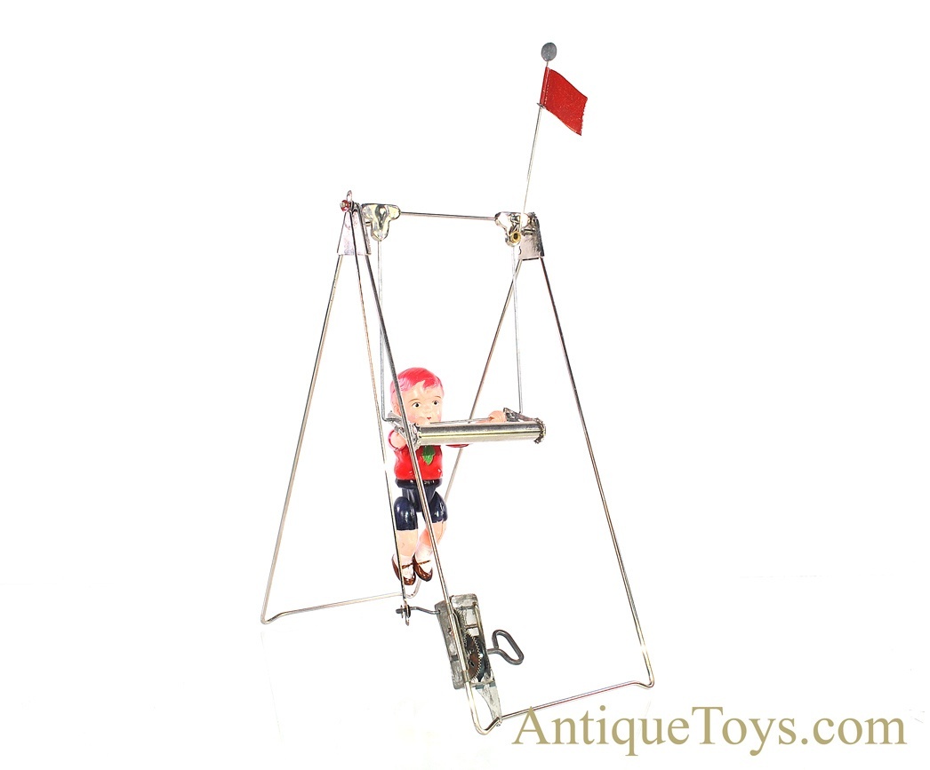 Japanese “Tricksfeats Swinging” #7299/A Celluloid/Plastic Tin Windup ...