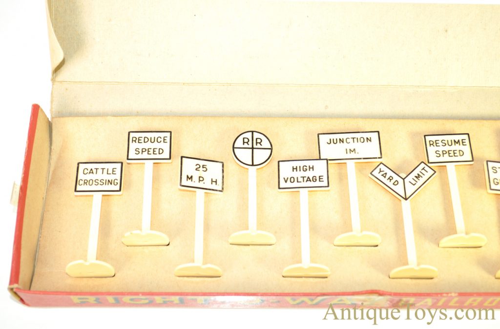Marx Right-O-Way Railroad Signs Model Train Signs in Box for Sale ...