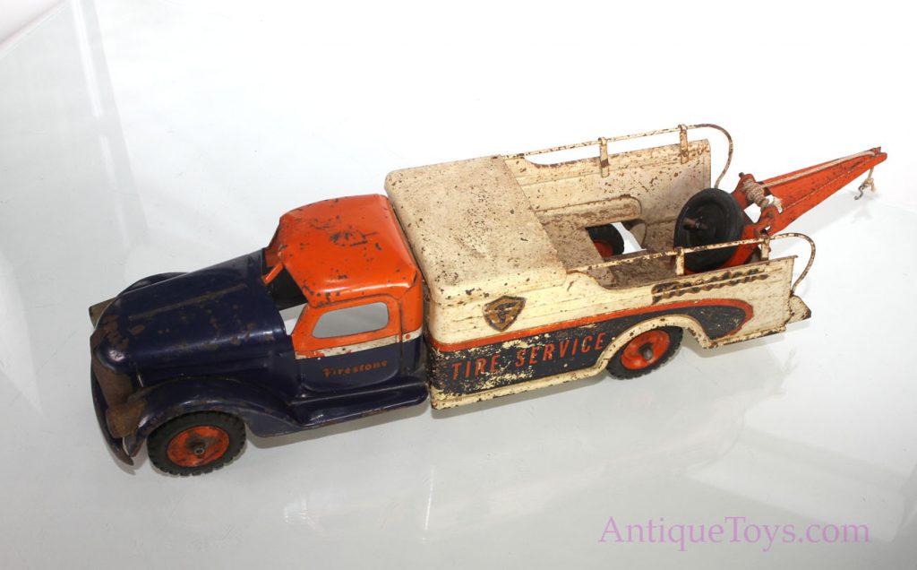Buddy L Pressed Steel Firestone Tire & Tow Truck *SOLD* – AntiqueToys ...