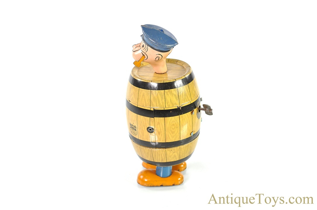 J. Chein Tin Lithographed Windup “Popeye Barrel Walking Toy” *SOLD ...
