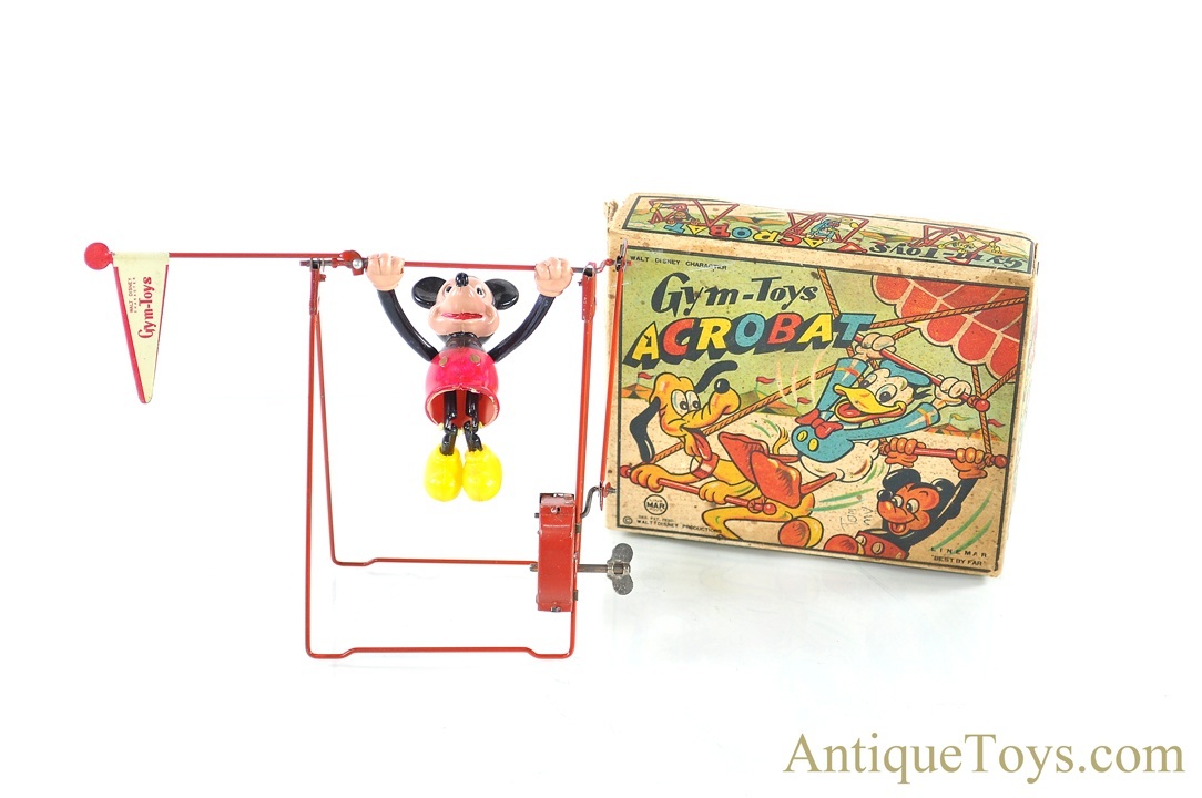 Linemar Marx Tin Lithographed Windup Walt Disney Mickey Mouse “Gym Toys ...