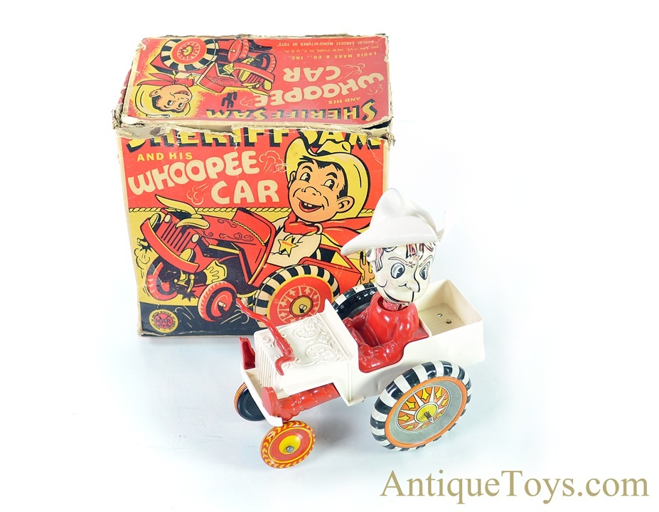 Marx Tin Lithographed Windup “Sheriff Sam and His Whoopee Car” with Box ...