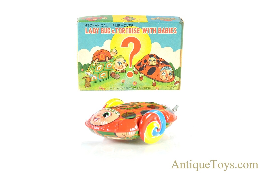 TPS Toplay, Ltd. Tin Lithographed Windup “Mechanical Flip-Over Lady Bug ...