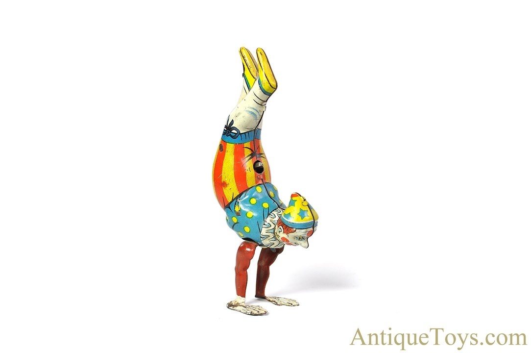 G. Kohler ca. 1937 Tin Lithographed Windup Handstand Upside Down Clown ...