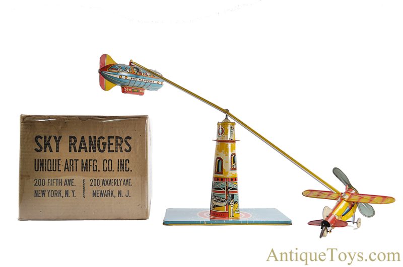 Unique Art ca. 1930’s Tin Lithographed Windup “Sky Rangers” Zeppelin ...
