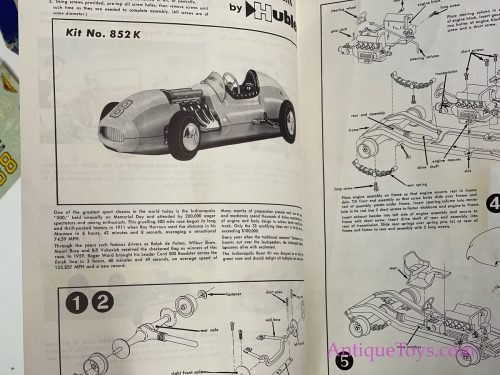 Hubley ca. 1950s #852K-300 Metal Model Kit Indianapolis 500 Racer Kit ...