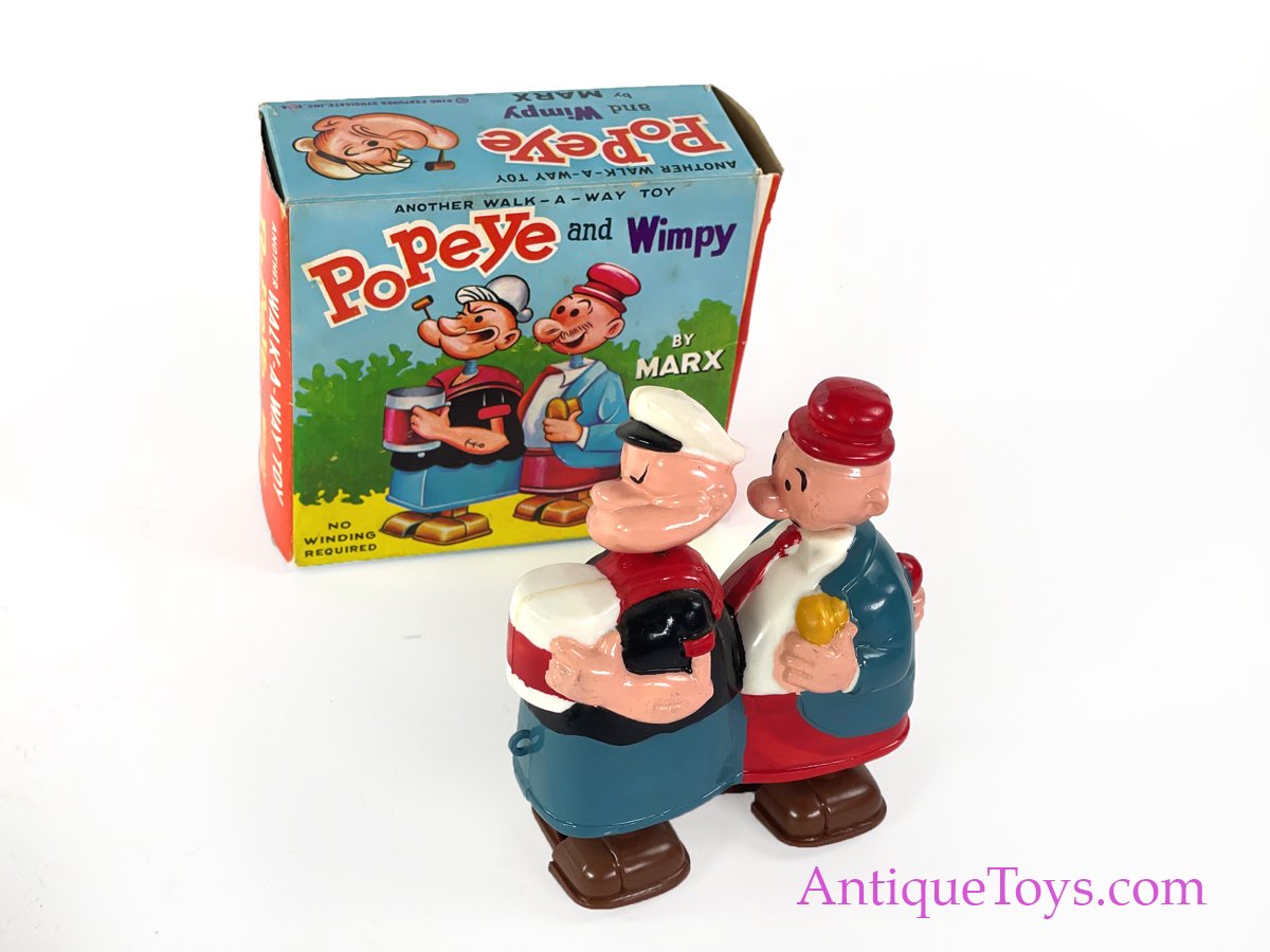 Marx Wimpy And Popeye Walk A Way Toys In Box Sold Antique Toys For Sale