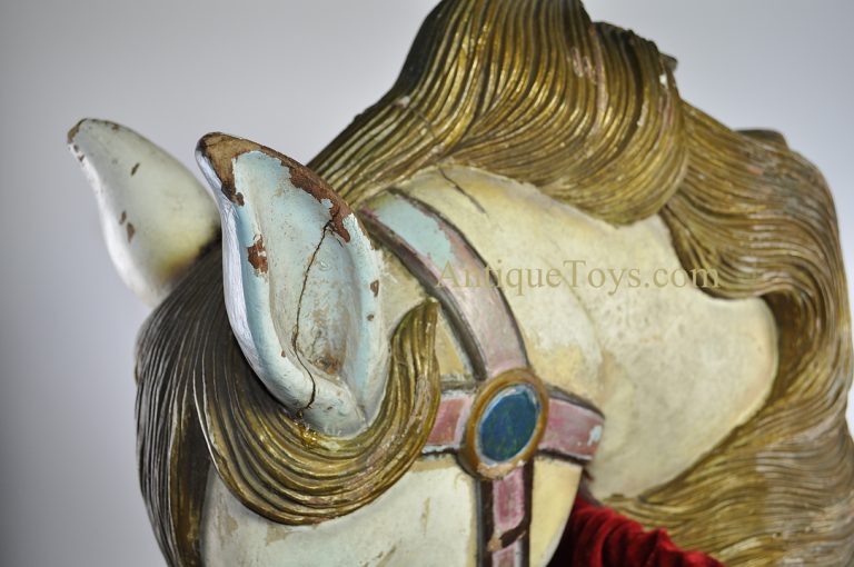 Antique Early 1900s Possibly Carmel/Looff Hand Painted & Hand Carved Wooden Carousel Horse Head ...