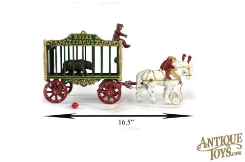 Hubley Cast Iron Royal Circus Horse Drawn Brown Bear Cage Circus Wagon ...